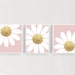Set of 3 Daisy Smiley Face Wall Art Pink Nursery Decor - Etsy