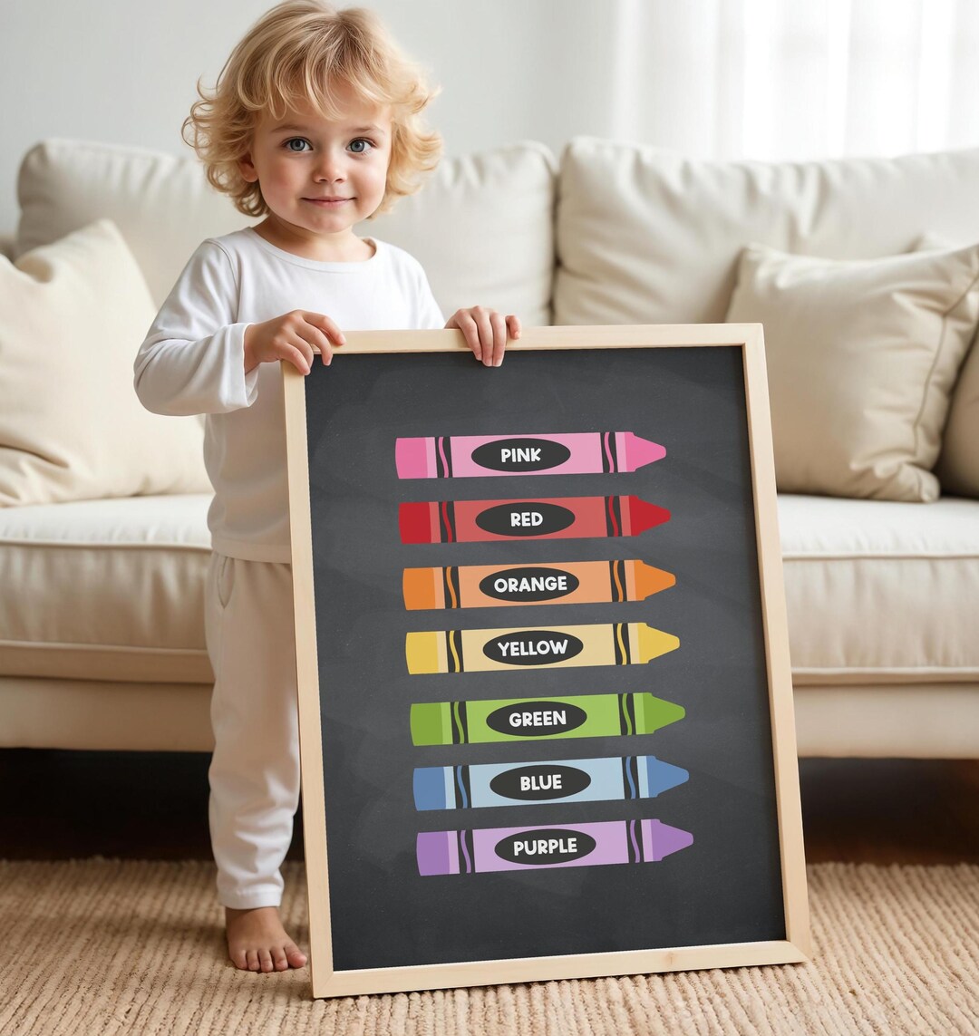 Color Crayon Names Printable Wall Art – Rainbow Classroom Decor – Kids ...