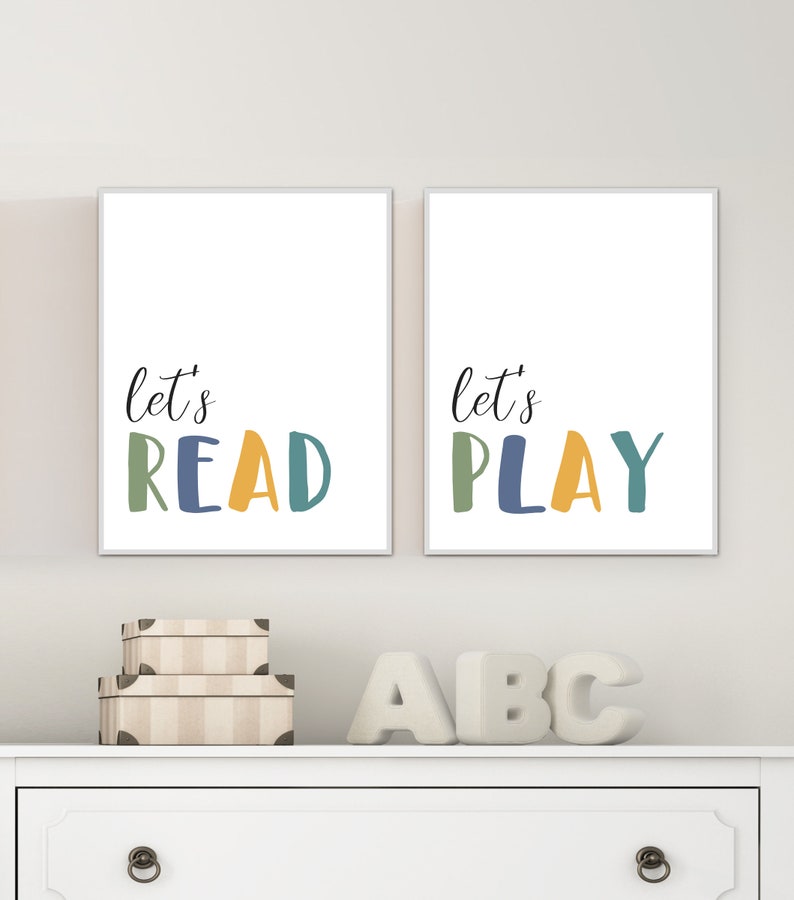 Lets Read Lets Play - Playroom Decor - Playroom Printable Art - Lets ...