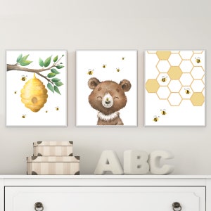 Bumble Bee Nursery Decor - Honey Bear Print - Baby Boy Bee - Honey Bee ...