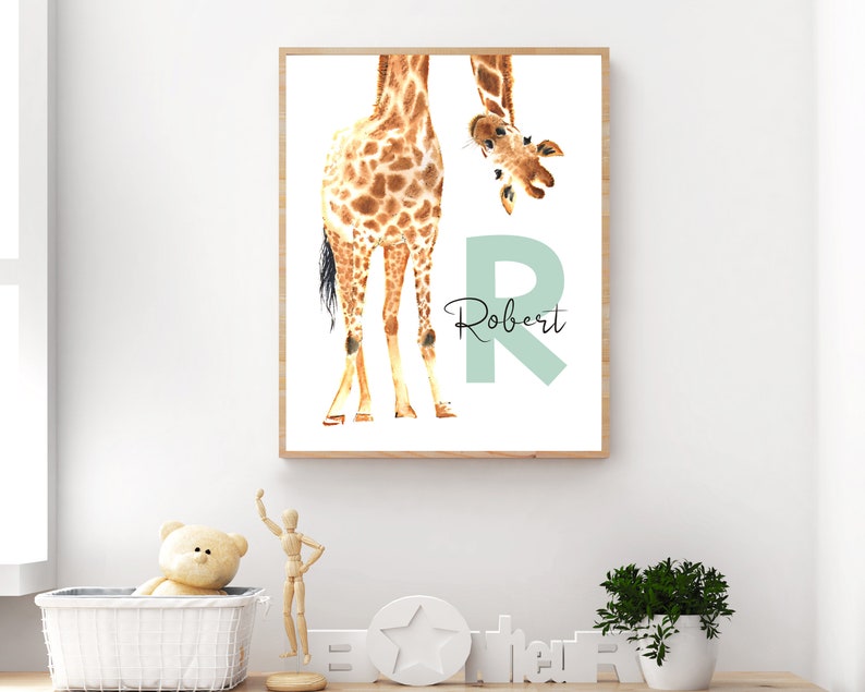 Custom Name Print Giraffe Art Print Name Art | Etsy