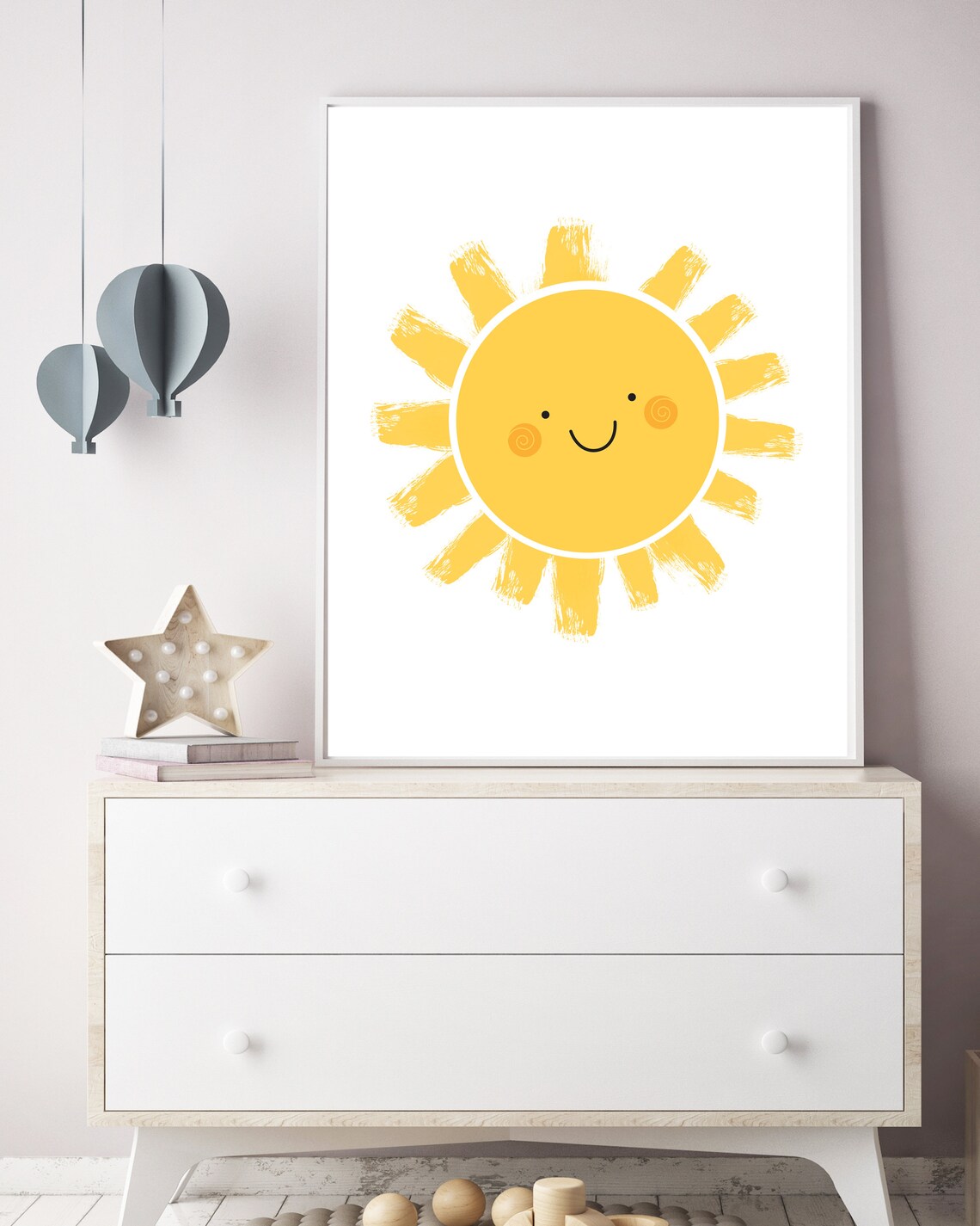 Yellow Sun Printable Art, Smile Sun Print for Kids Room, Sun Poster ...