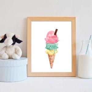 Ice Cream Print - Ice Cream Wall Art - Ice Cream Poster - Ice Cream ...
