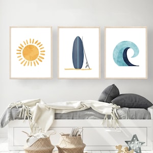 Surf Nursery Decor - Wave Nursery Decor - Sun Nursery Print - Coastal ...