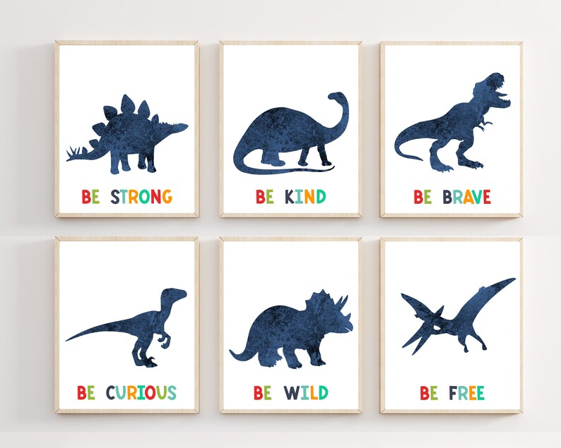 Blue Dinosaur Prints - Toddler Room Decor Boy - Dinosaur Instant ...
