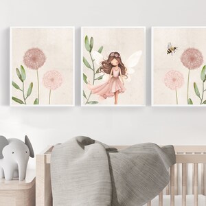 Enchanted Nursery Fairy Digital Prints With Pink Dandelion Flowers ...