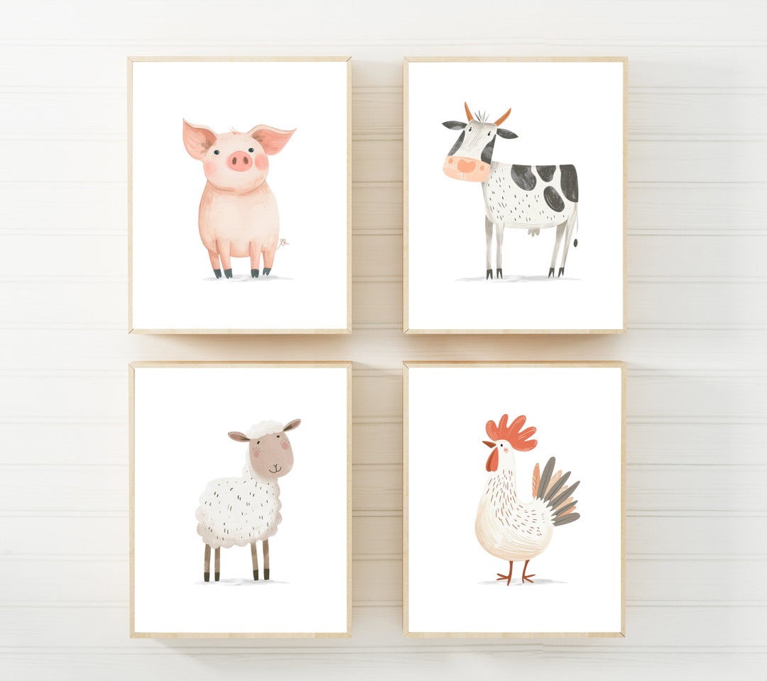 Farm Animal Art Prints, Farm Nursery Art Prints, Farm Animal Themed ...