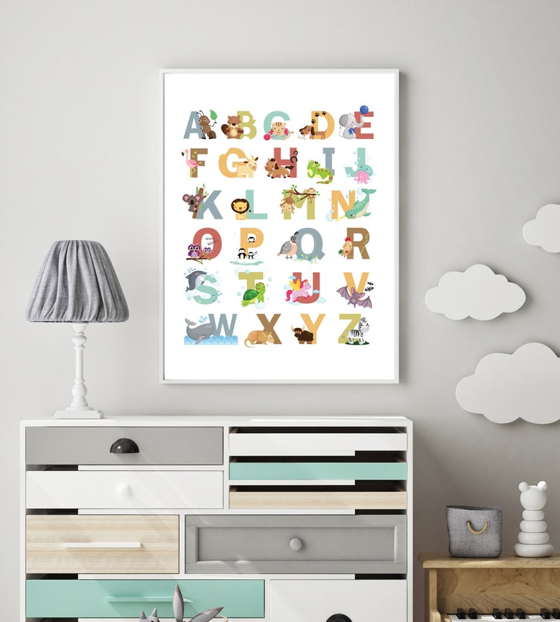 ABC Print Alphabet Poster Alphabet Wall Art Playroom | Etsy