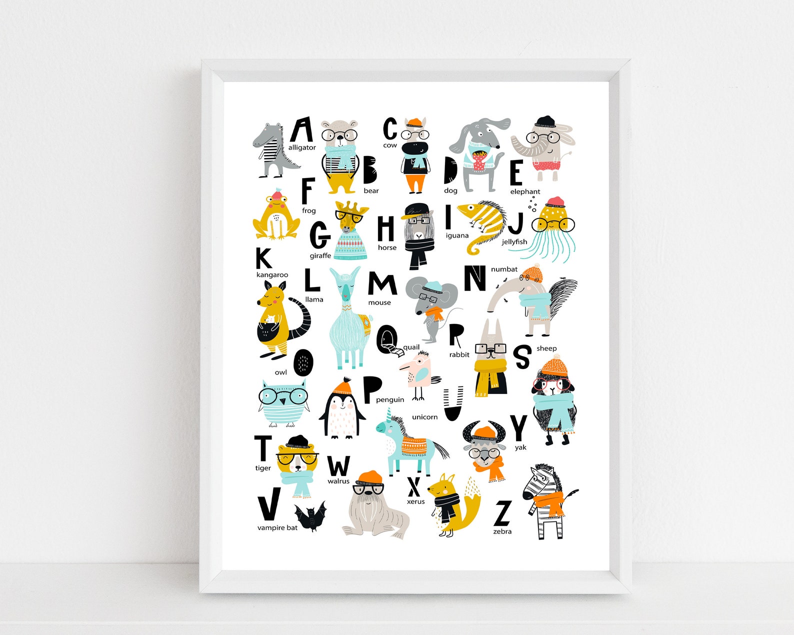 Kids Alphabet Wall Art Alphabet Poster Suits and Kids - Etsy