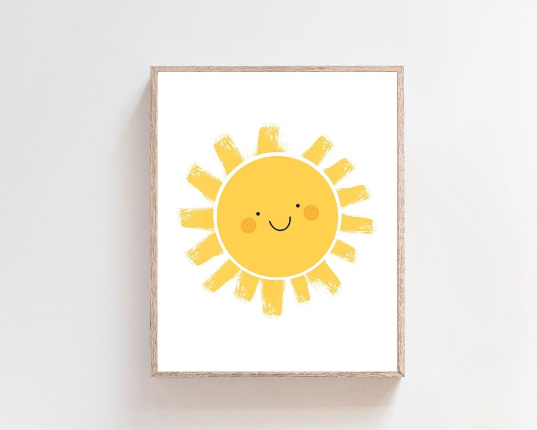 Yellow Sun Printable Art, Smile Sun Print for Kids Room, Sun Poster ...