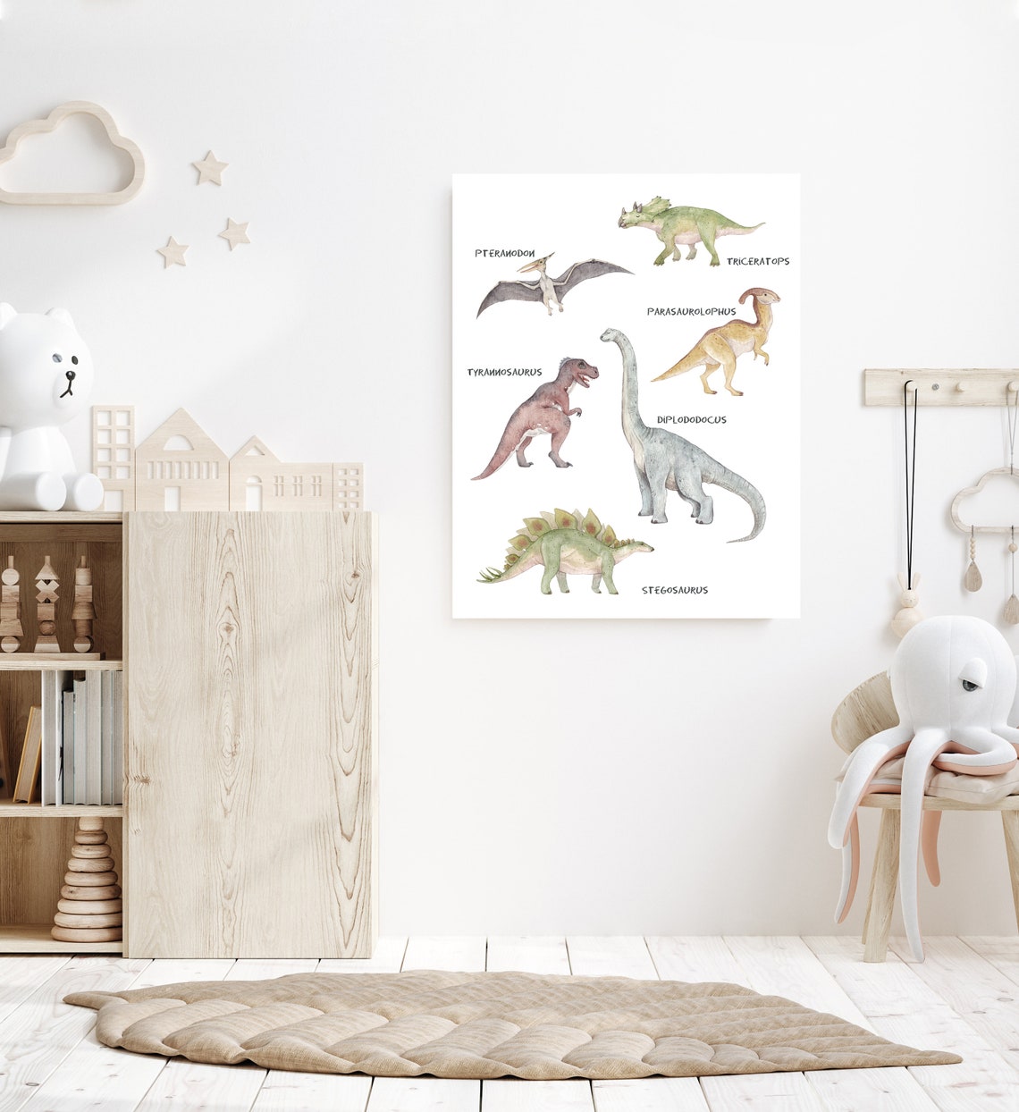Dinosaur Decor - Dinosaur Poster - Watercolor Dinosaur - Printable ...