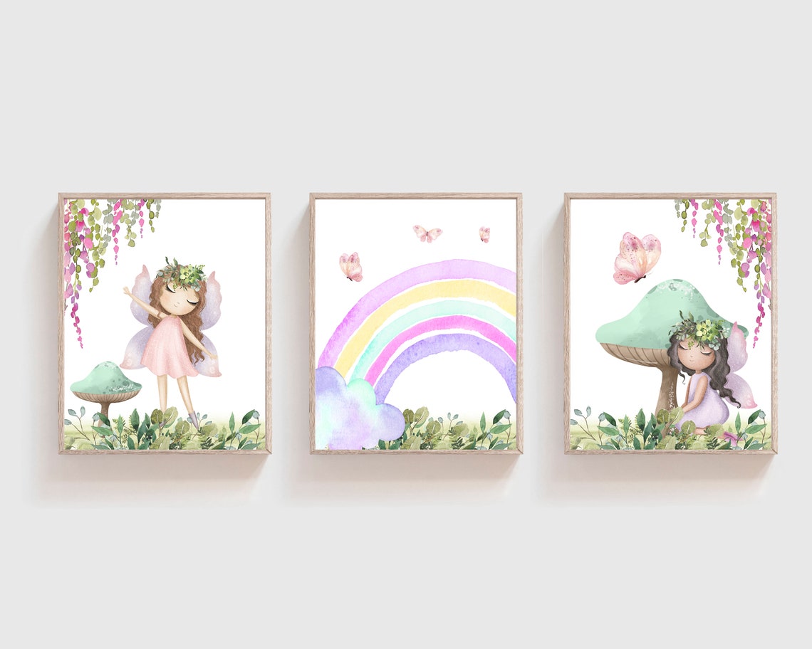 Fairy Nursery Decor Fairy Art Print Set Enchanted Wall Art | Etsy