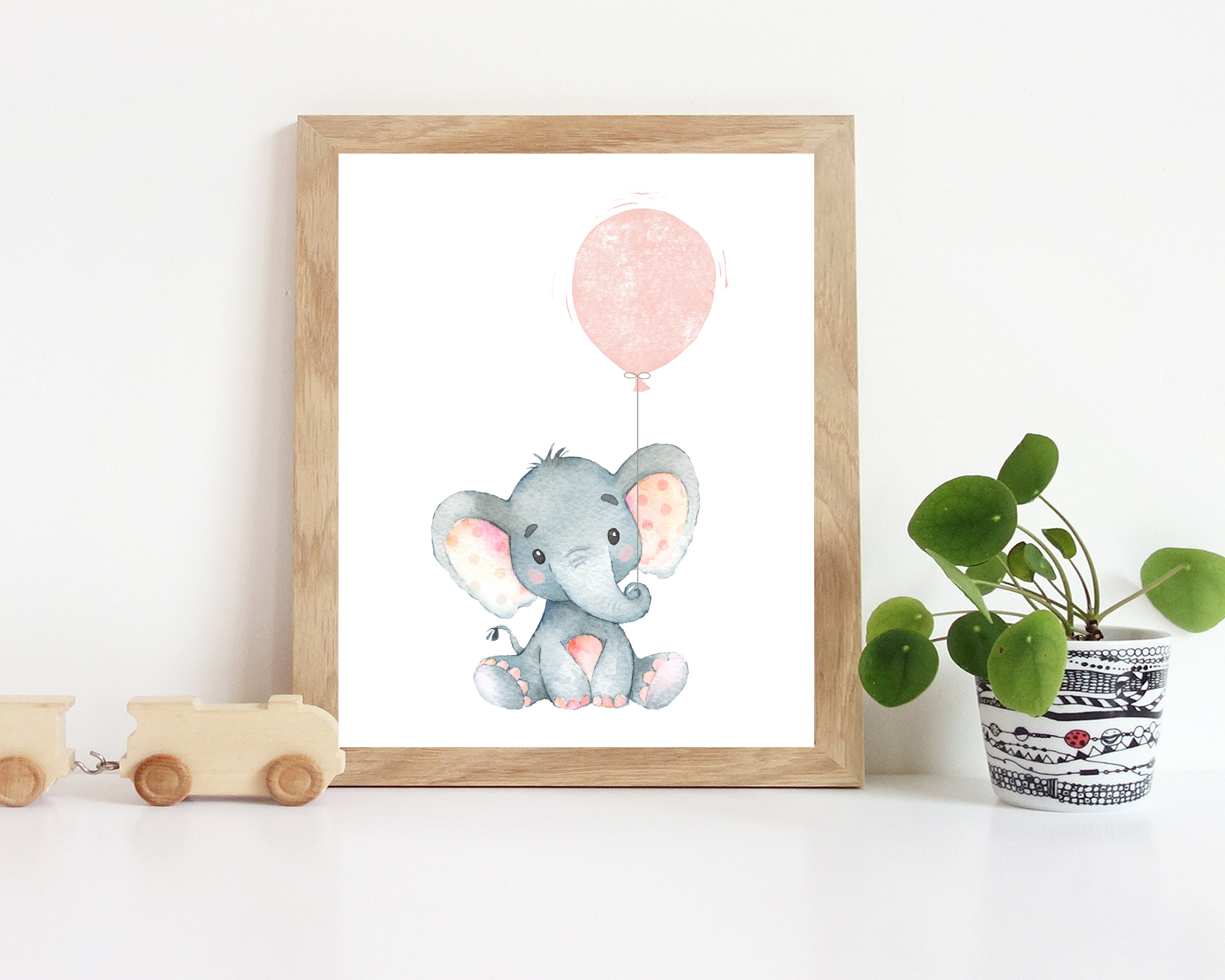Elephant Nursery Wall Art, Baby Girl Decor Print, Girls Jungle ...