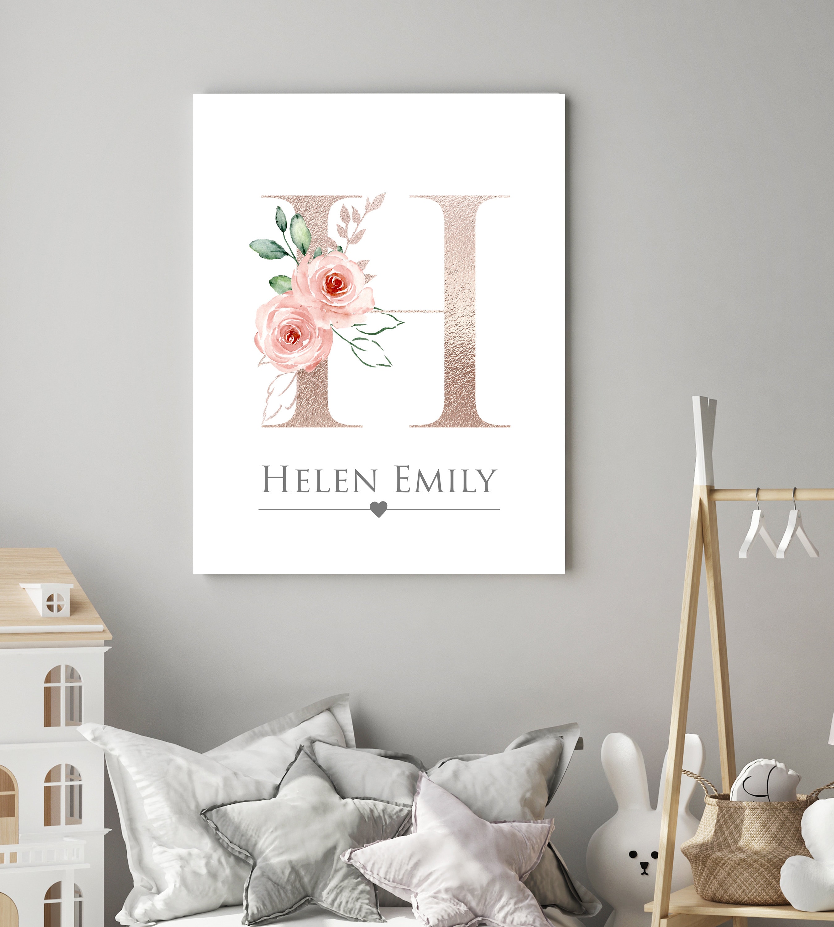 Personalised Name Print Custom Name Print Blush Pink Wall | Etsy