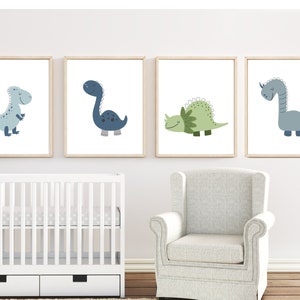 Dinosaur Art Printables, Dinosaur Decor, Green and Blue, Dinosaur ...