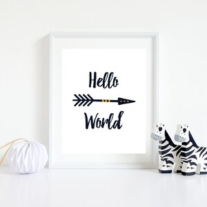 Hello World Wall Art Print, Baby Nursery Wall Art Print, Printable Baby ...