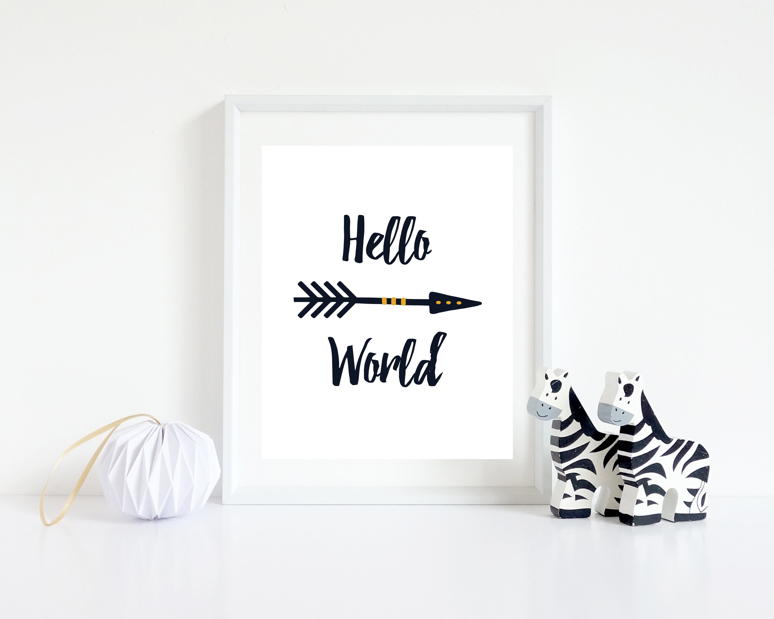 Hello World Wall Art Print Baby nursery wall art print | Etsy