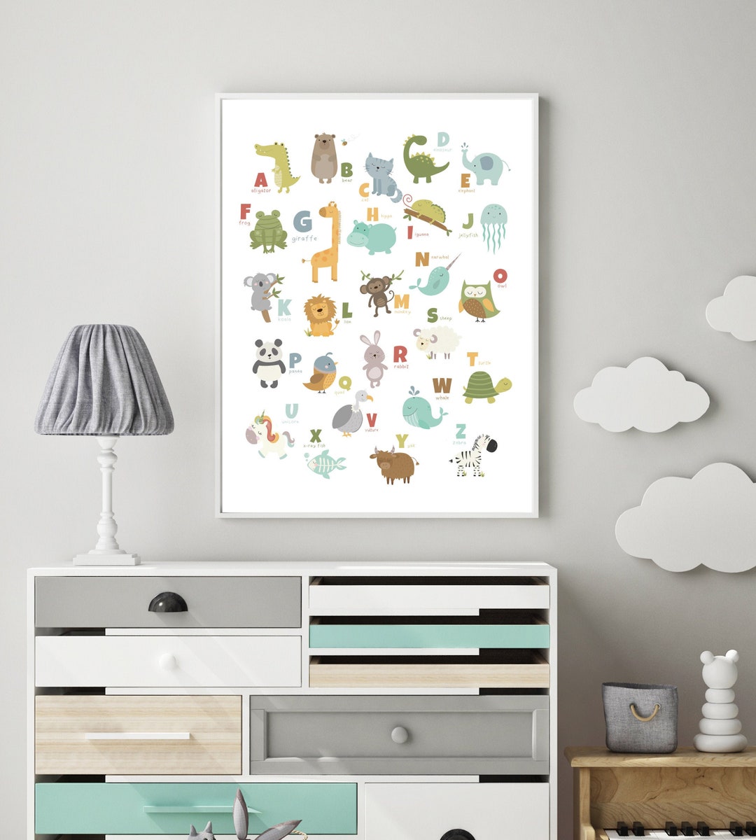 Alphabet Wall Art - ABC Print - Alphabet Poster - Playroom Wall Art ...