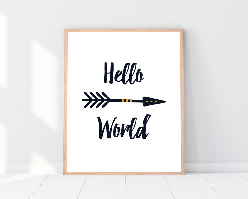 Hello World Wall Art Print Baby nursery wall art print | Etsy