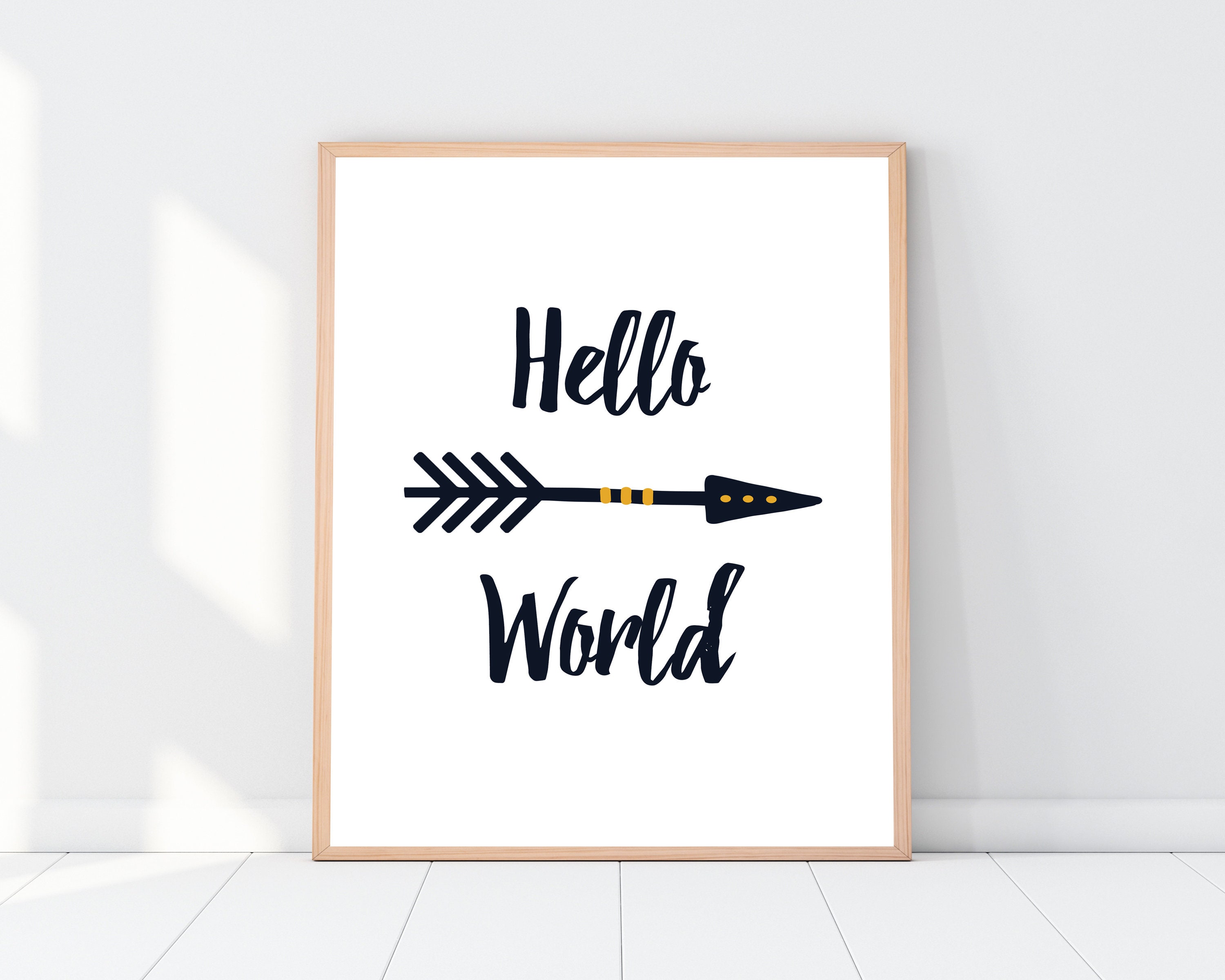 Hello World Wall Art Print Baby nursery wall art print | Etsy