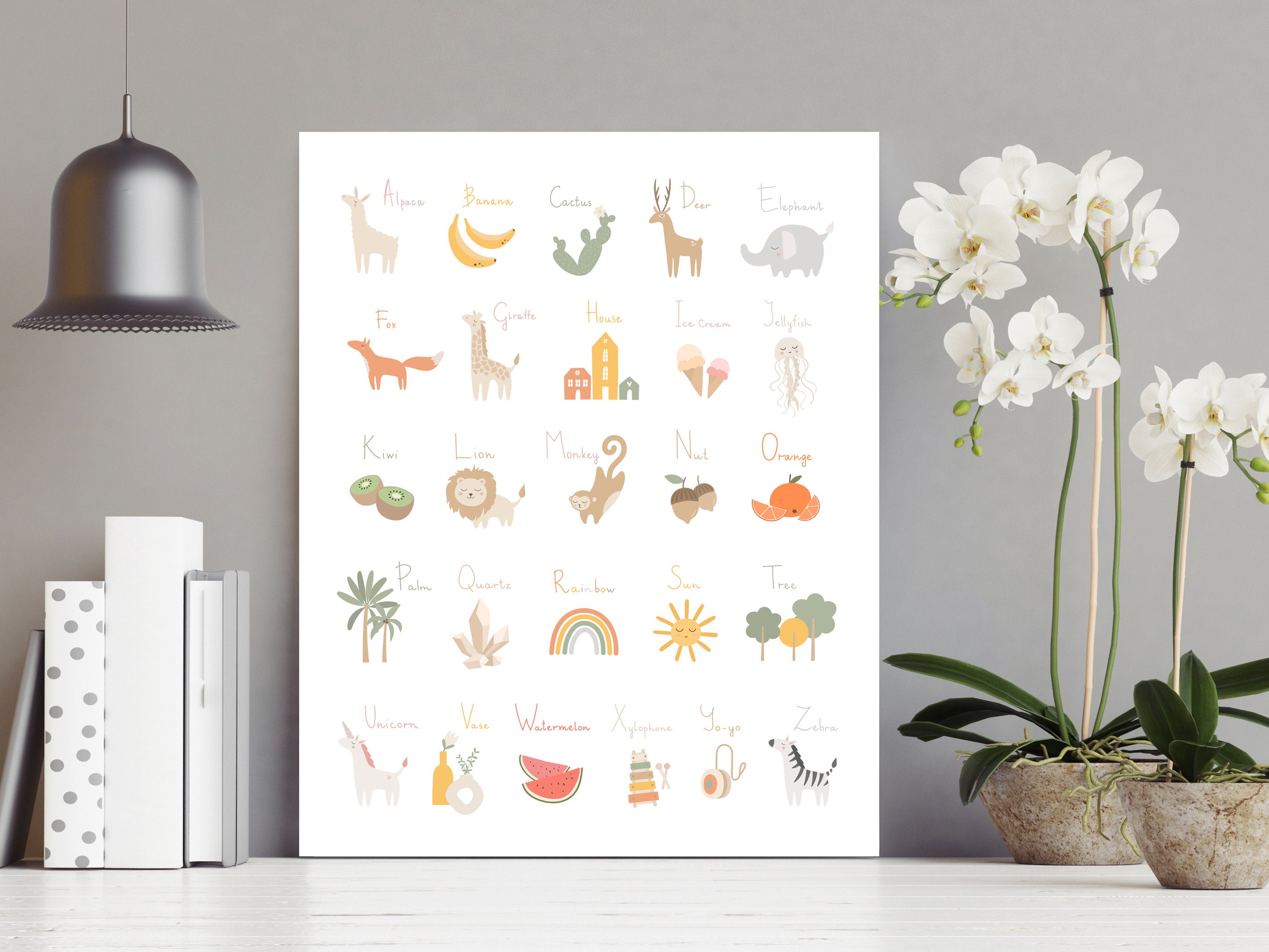 Playroom Alphabet Alphabet print Boho Alphabet poster | Etsy