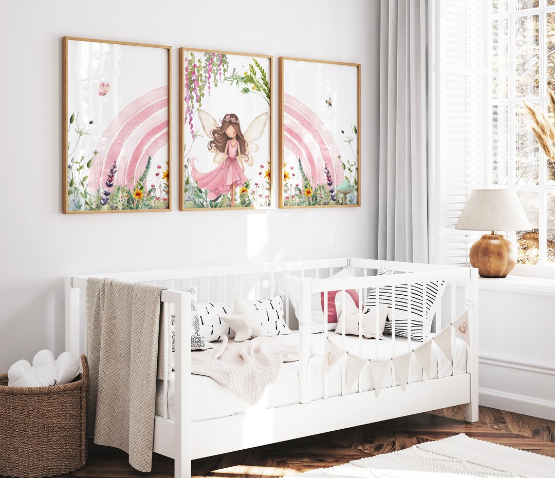 Fairy Garden Prints, Fairy Rainbow Set of 3 Prints, Kids Fairy Prints ...