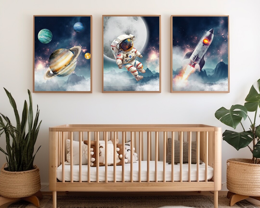 Astronaut Space Themed Nursery Decor Prints, Space Nursery Art, Outer ...