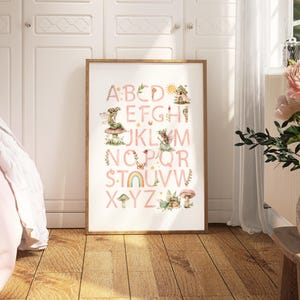 Fairy Alphabet Wall Art Printable, Fairy Nursery Decor, Pink and Green ...