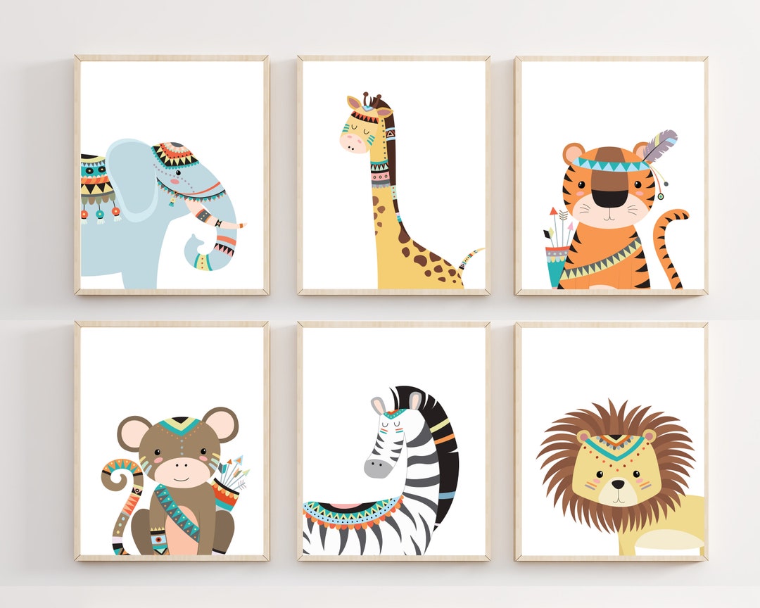 Tribal Animal Wall Art - Safari Nursery Wall Art - Printable Safari ...