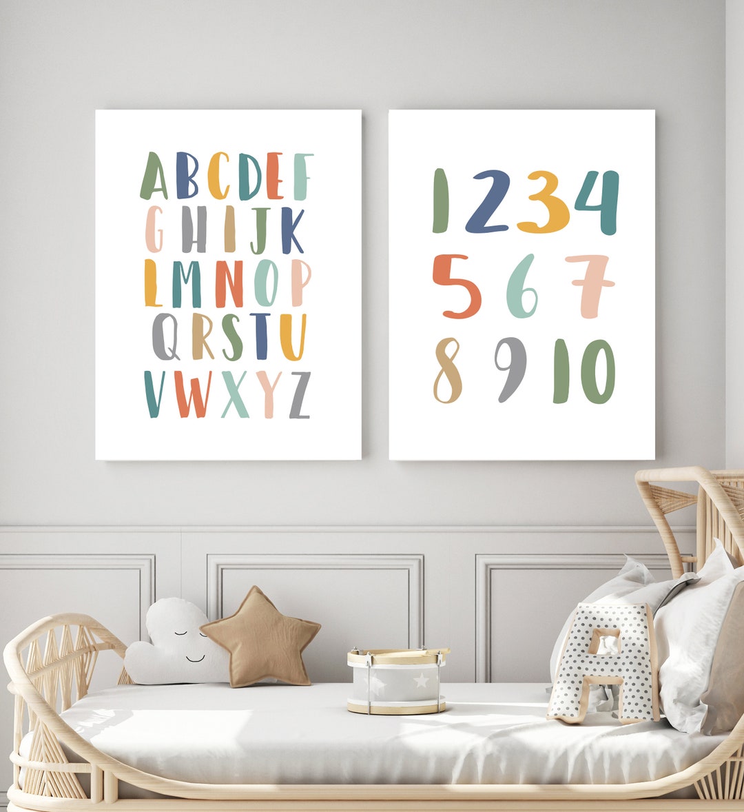 Numbers and Alphabet Prints - Boys Alphabet Poster - Alphabet Number ...