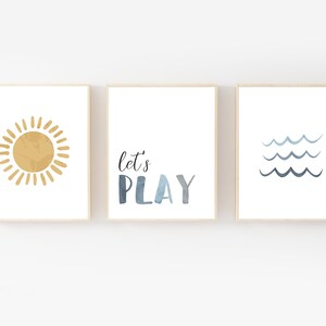 Beach Nursery Decor - Wave Wall Art - Sun Nursery Print - Coastal ...