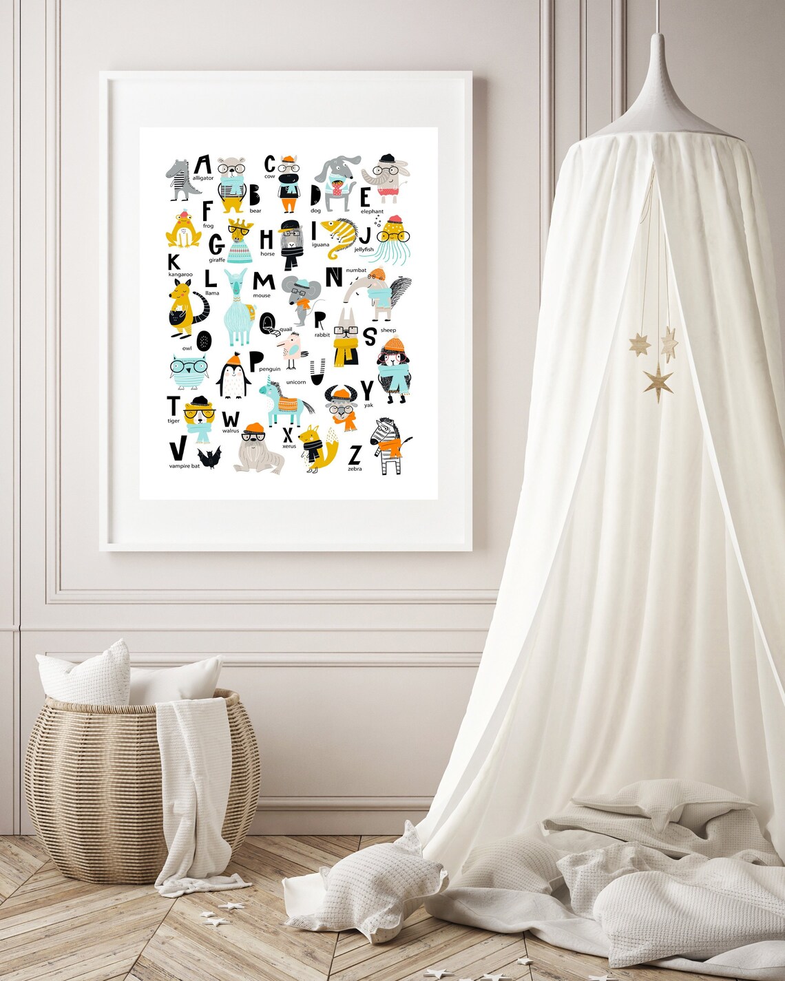 Kids Alphabet Wall Art Alphabet Poster Suits and Kids - Etsy