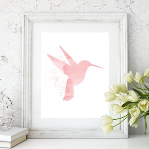Pink Hummingbird Art Print - Watercolor Hummingbird Print - Girls ...