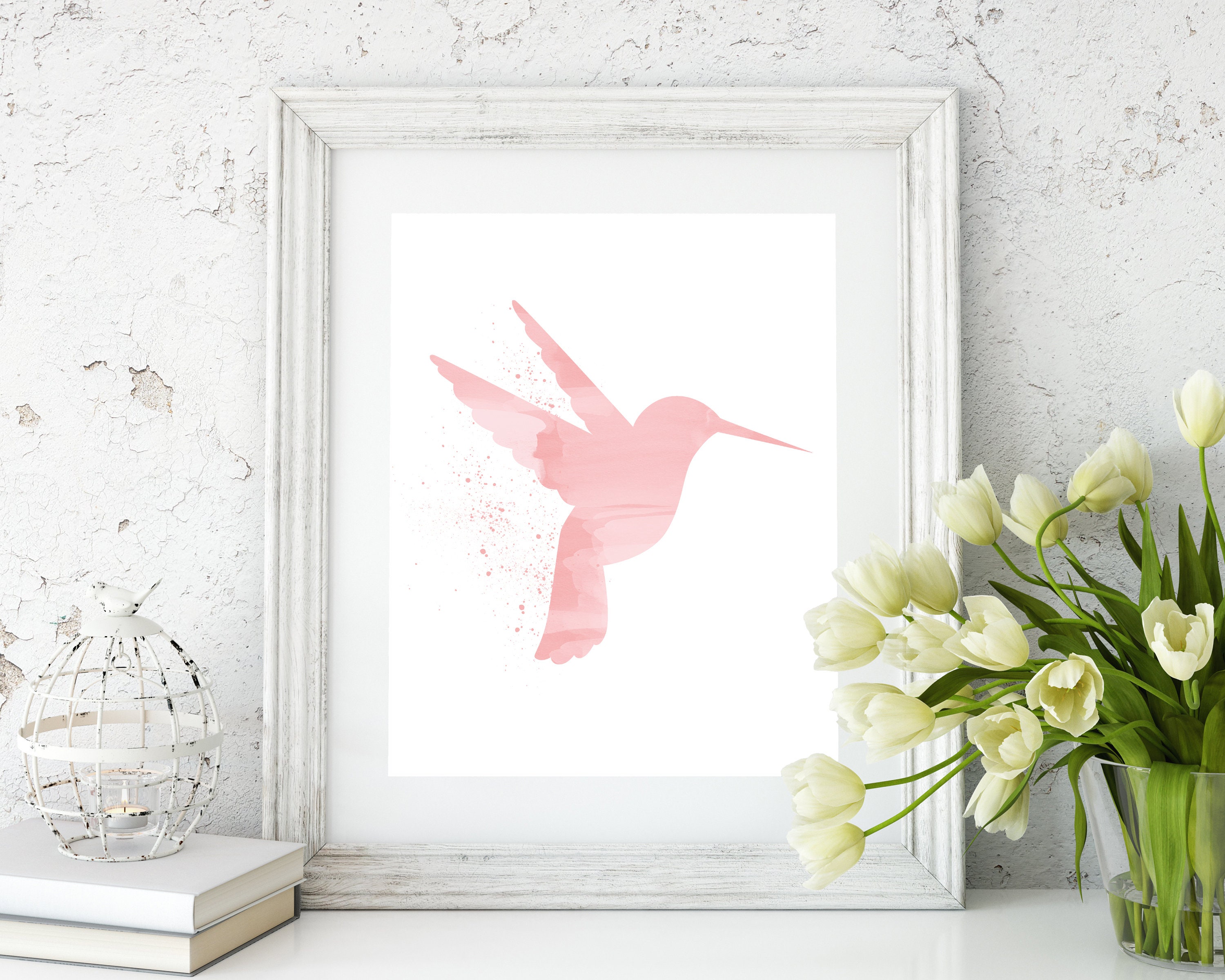 Pink Hummingbird Art Print Watercolor Hummingbird Print | Etsy