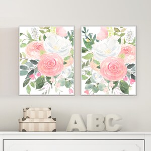 Farmhouse Nursery Decor - Blush Pink Florals - Pink Flowers - Farmhouse ...