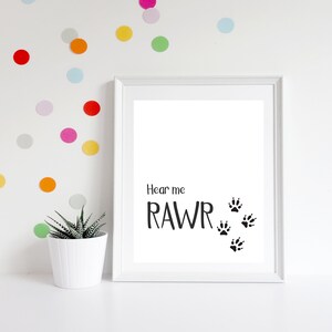 Hear Me Rawr Quote Wall Art, Kids Wall Art Print Nursery, Inspirational ...