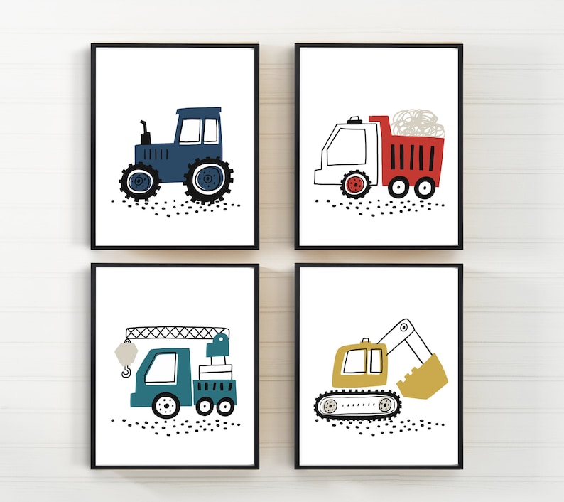 Construction Decor Boys Room Construction Prints | Etsy