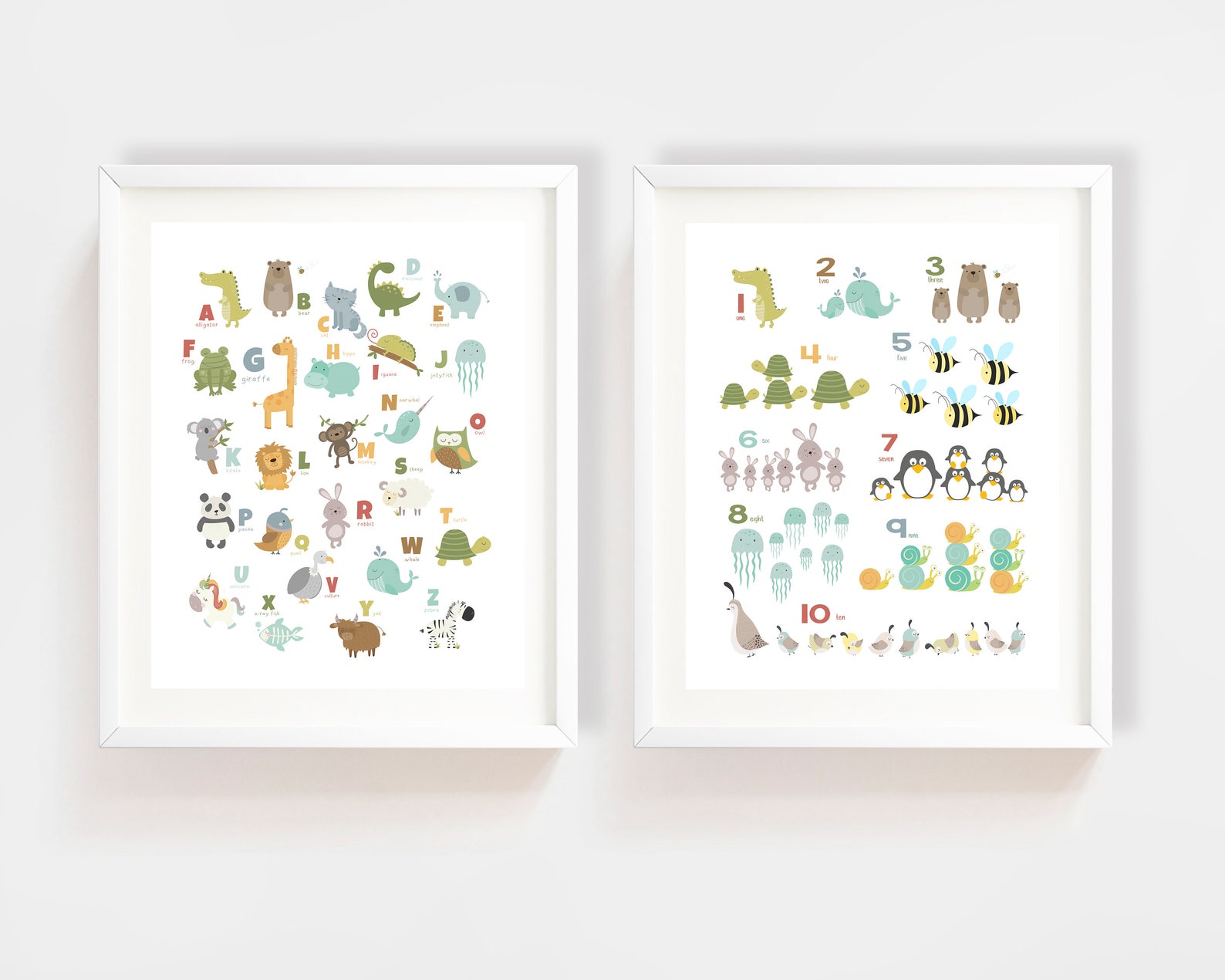 Alphabet and Numbers Wall Art ABC Print Numbers Poster | Etsy