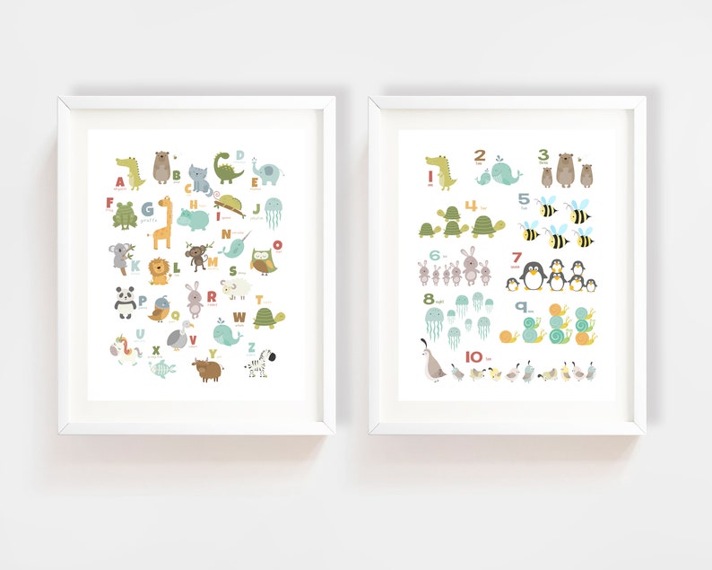 Alphabet and Numbers Wall Art ABC Print Numbers Poster - Etsy