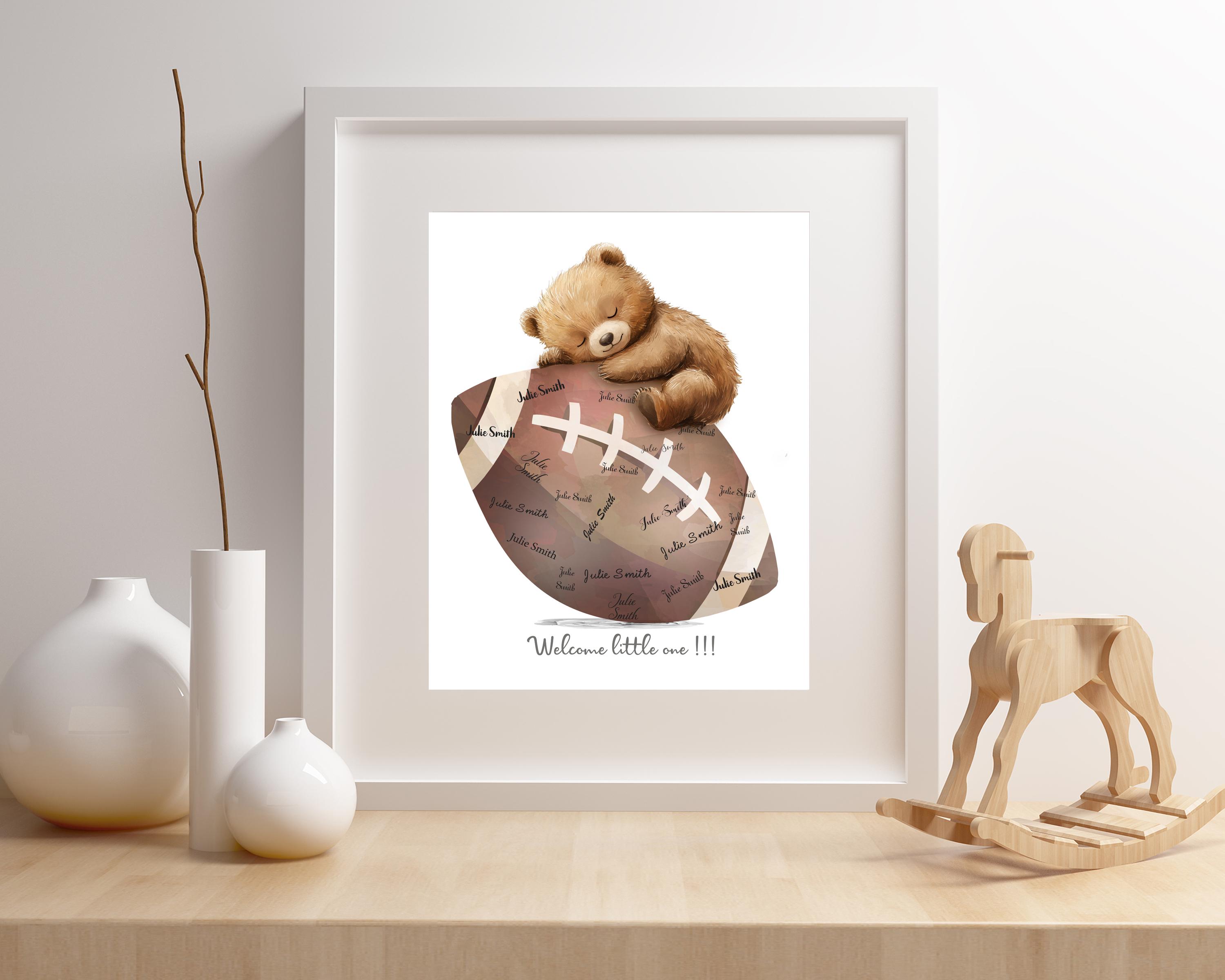 Teddy Bear Guest Book - Football Baby Shower - Football Guestbook ...