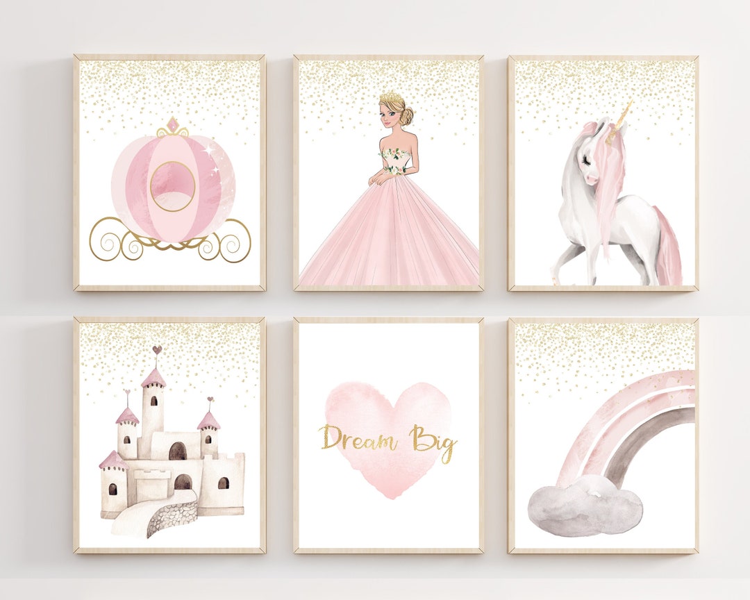 Princess Wall Decor - Princess Nursery Decor - Watercolor Princess ...