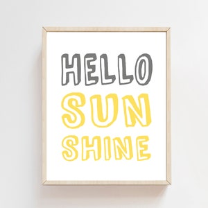 Hello Sunshine Wall Art Print, Yellow and Gray, You Are My Sunshine ...