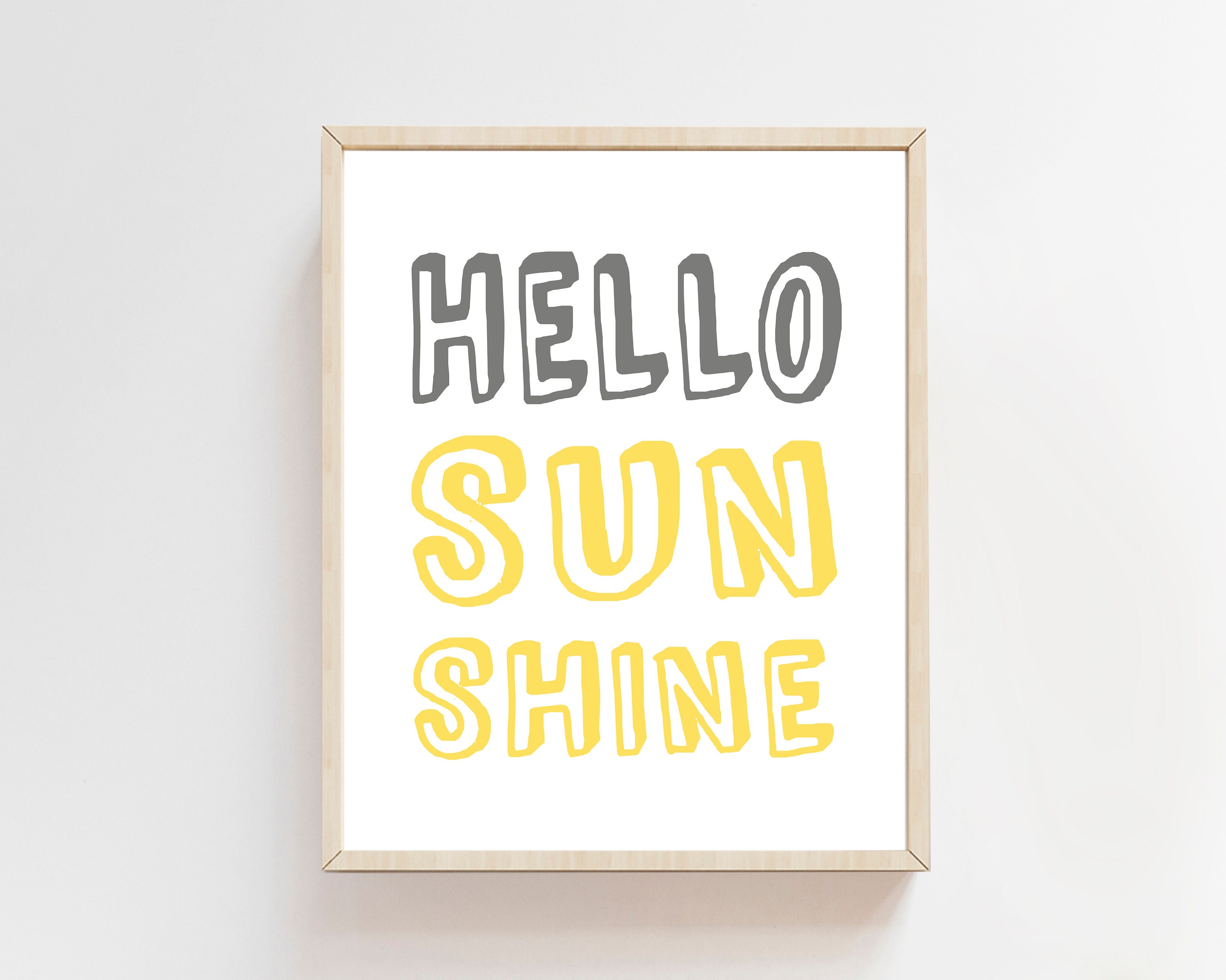 Hello Sunshine Wall Art Print Yellow and Gray You Are My | Etsy