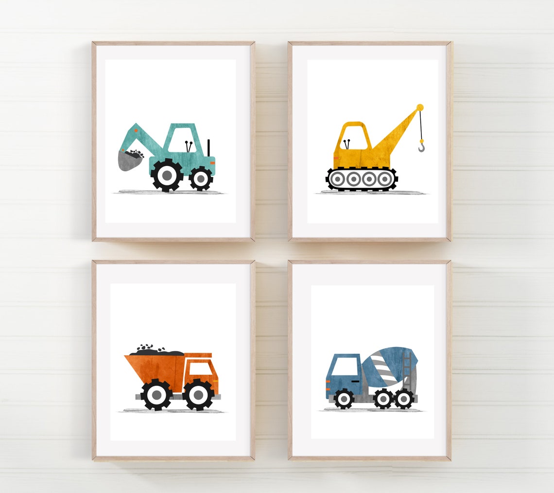 Construction Wall Art Truck Prints Construction Nursery - Etsy