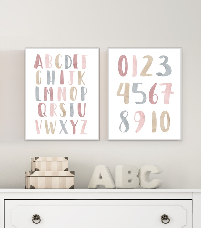 Alphabet and Numbers Print Alphabet Poster Abc Poster | Etsy