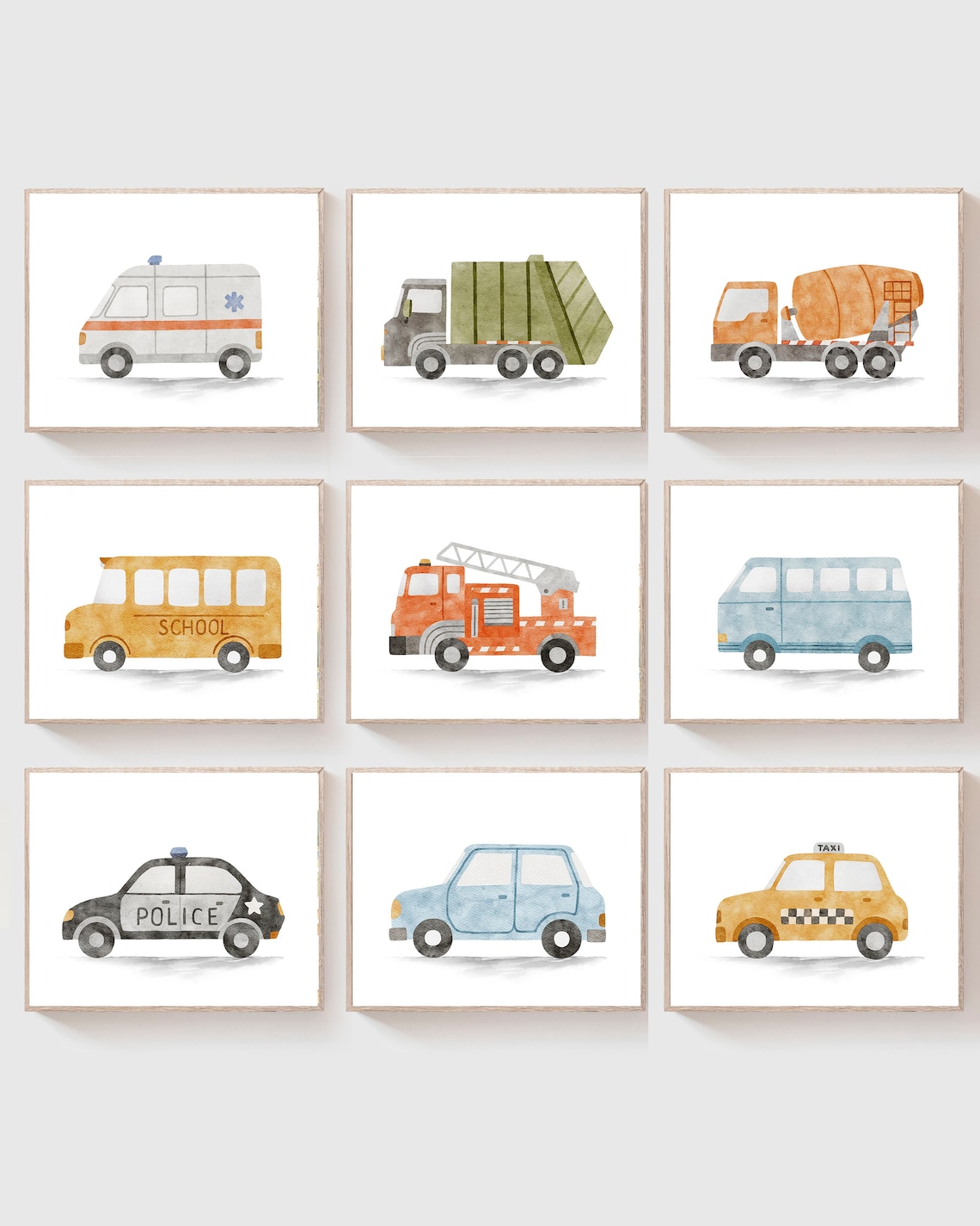 Iconic Cars Art Prints - Printable Set of 9, Car & Truck Poster, Boy ...