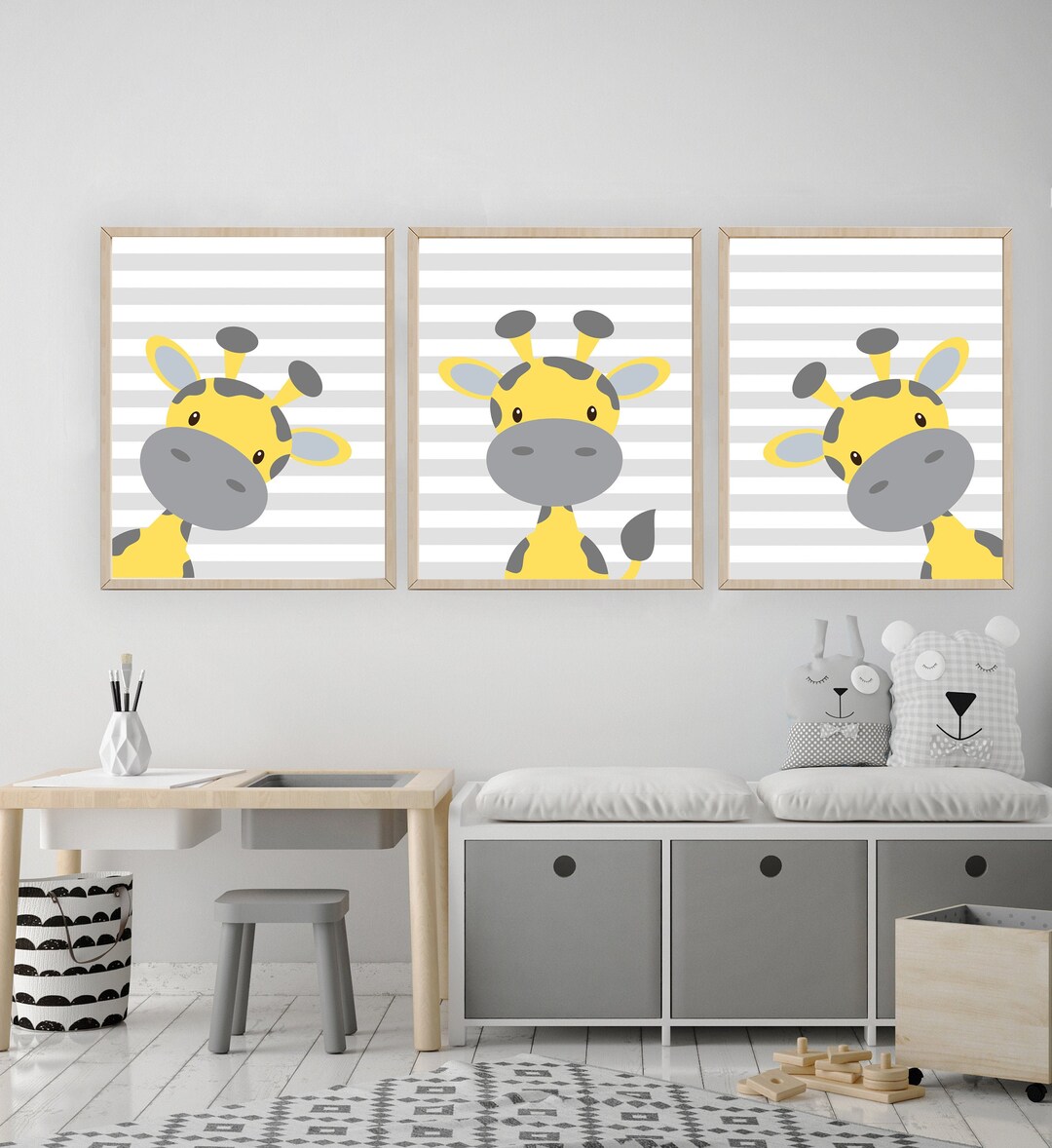 Printable Giraffe Nursery Print, Giraffe. Nursery Decor, Yellow and ...
