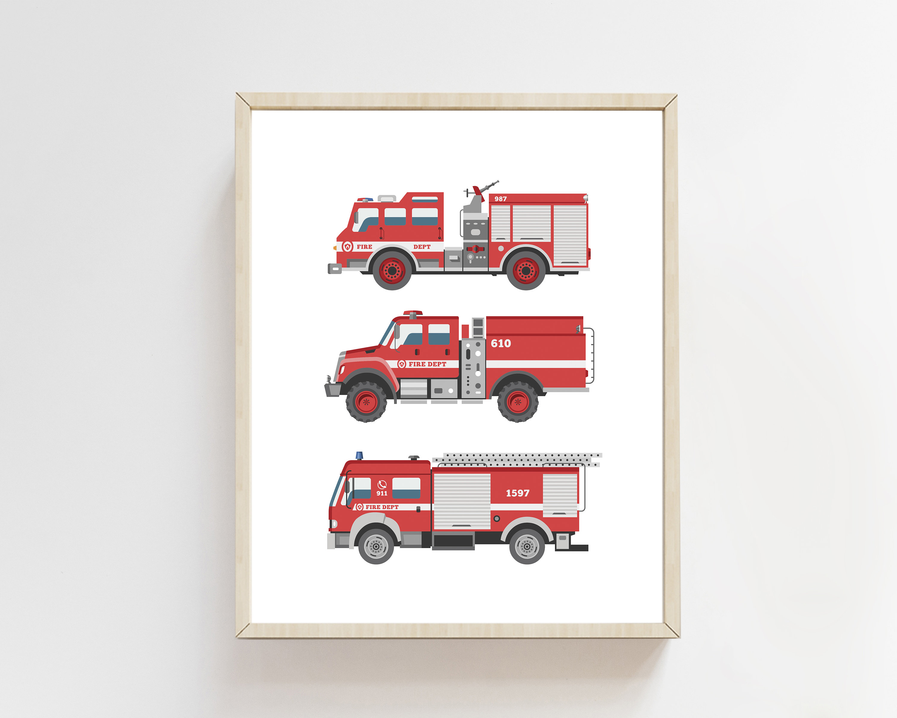 Fire Engine Print Fire Truck Printable Fire Truck Art - Etsy Australia