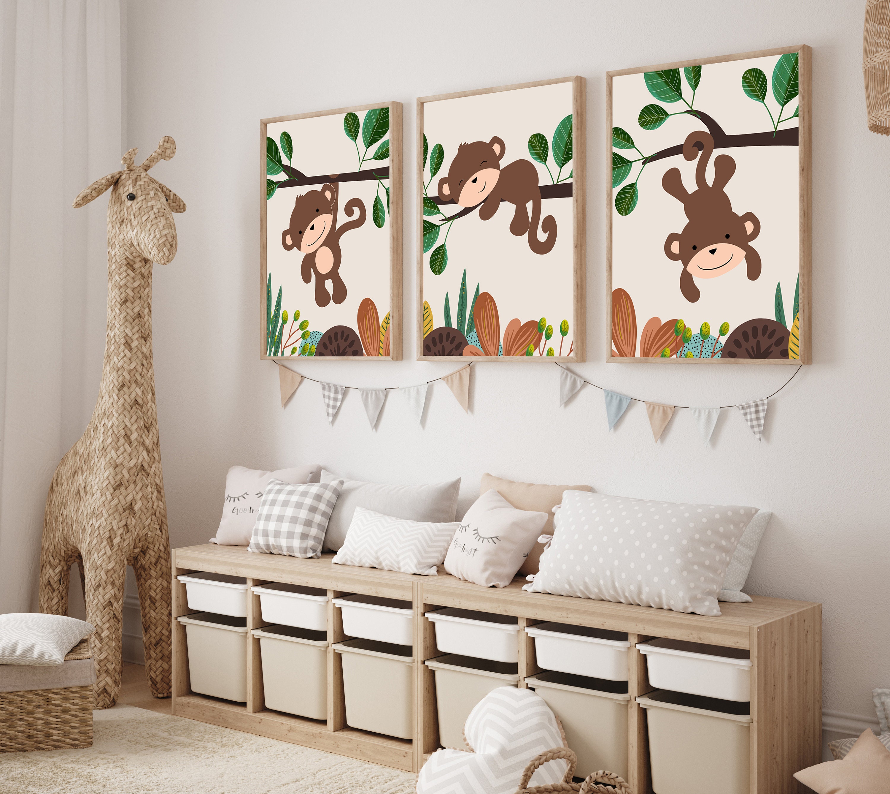 Monkey Nursery Decor - Boho Nursery Decor - Baby Boy Nursery - Boho ...