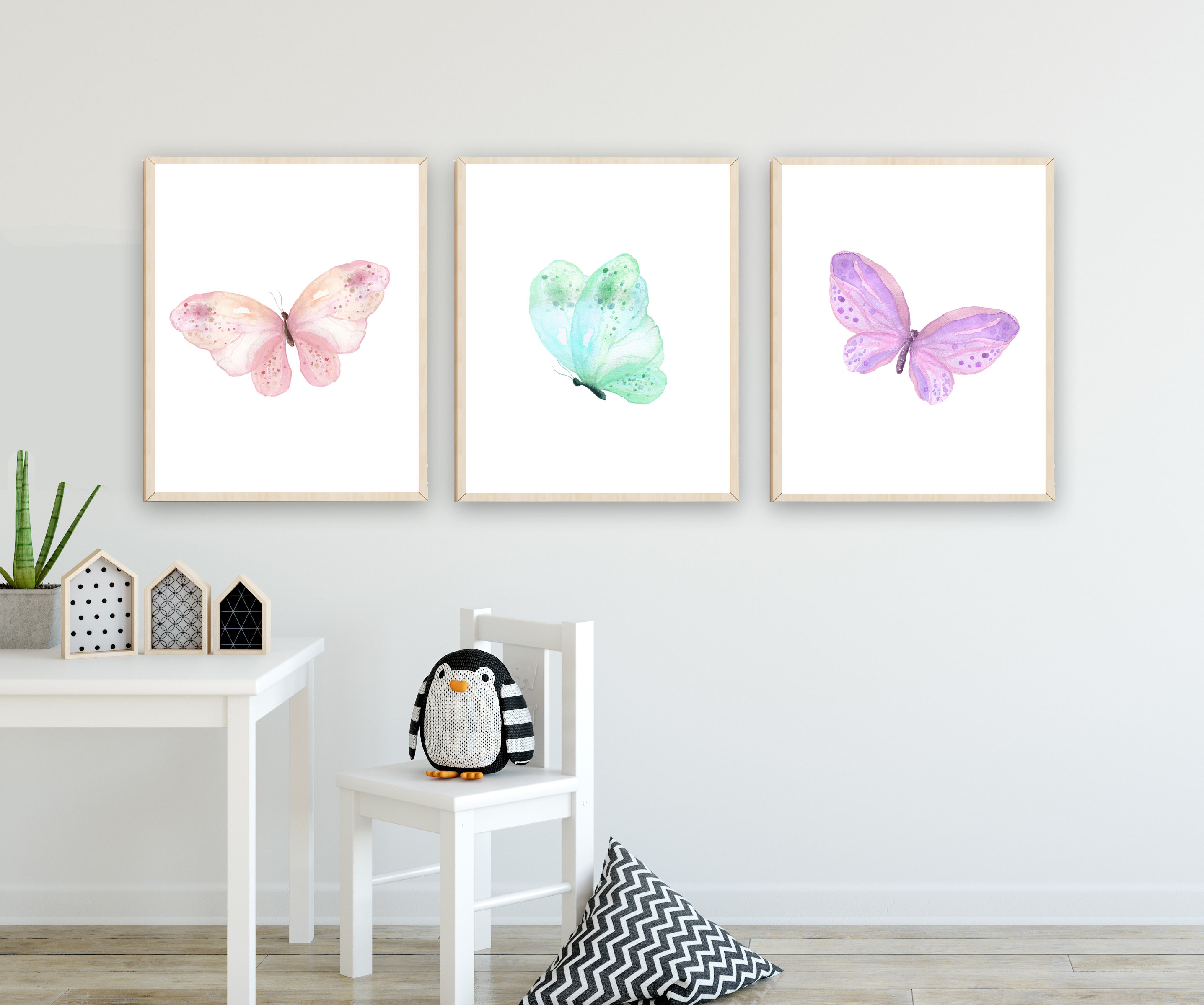 Pastel Butterfly Wall Art - Girls Bedroom Decor - Butterfly Art Print ...